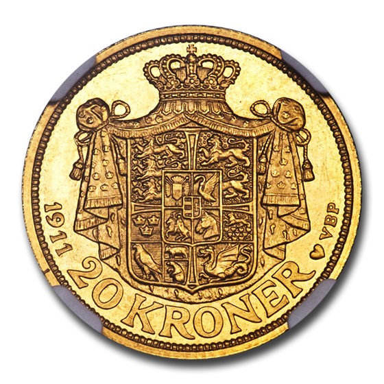 Buy 1911-(h) Denmark Gold 20 Kroner Frederik VIII PF-65 NGC | APMEX