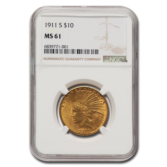 1911-S $10 Indian Gold Eagle MS-61 NGC