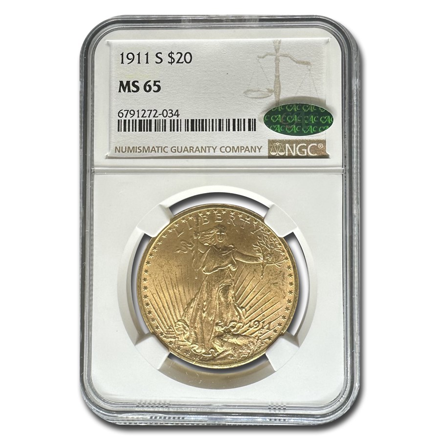 Buy 1911-S $20 Saint-Gaudens Gold Double Eagle MS-65 NGC CAC | APMEX