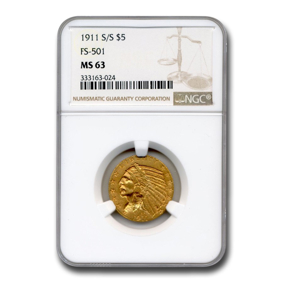 Buy 1911-S/S $5 Indian Gold Half Eagle MS-63 NGC (FS-501) | APMEX