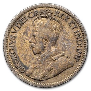 1912-1919 Newfoundland Silver 10 Cents George V Avg Circ