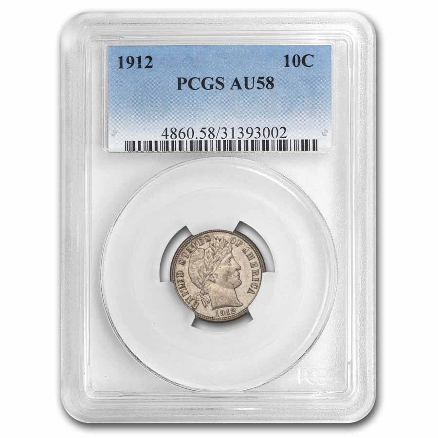 1912 Barber Dime AU-58 PCGS