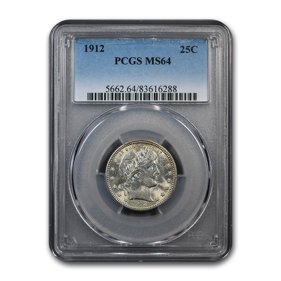 Buy 1912 Barber Quarter MS-64 PCGS | APMEX
