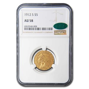 Buy 1912-S $5 Indian Gold Half Eagle AU-58 NGC CAC | APMEX