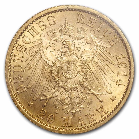 Buy 1913-1914 Germany Gold 20 Mark Prussia Wilhelm II 2 Coin Set | APMEX