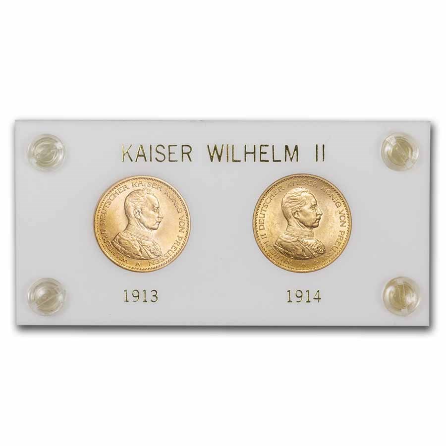 Buy 1913-1914 Germany Gold 20 Mark Prussia Wilhelm II 2 Coin Set | APMEX