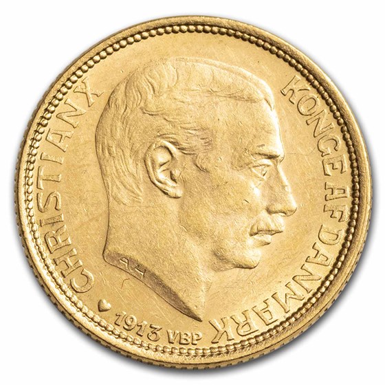 Buy 1913-1917 Denmark Gold 10 Kroner Christian X Avg Circ | APMEX