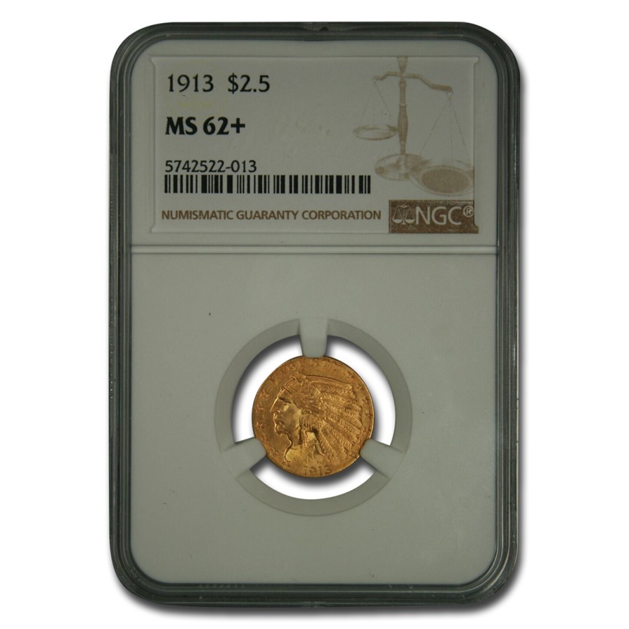 Buy 1913 $2.50 Indian Gold Quarter Eagle MS-62+ NGC | APMEX