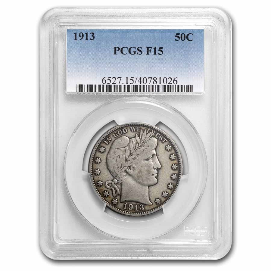 1913 Barber Half Dollar Fine-15 PCGS