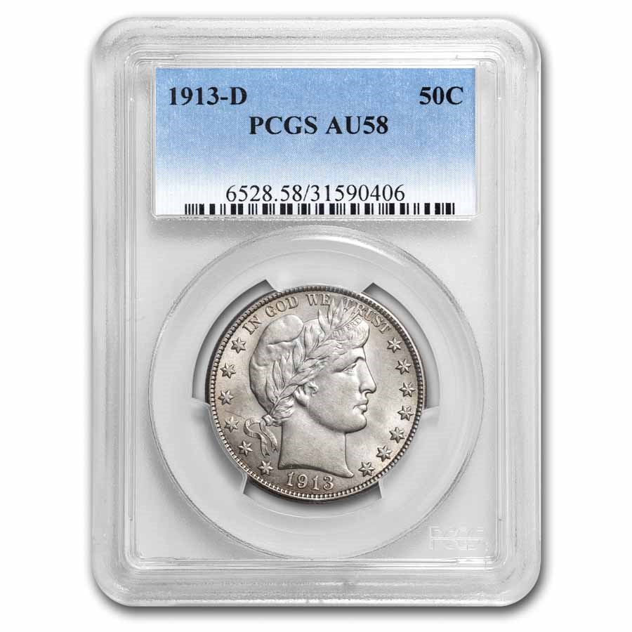 1913-D Barber Half Dollar AU-58 PCGS