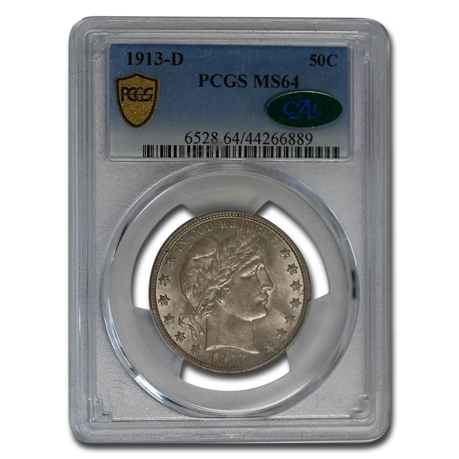 Buy 1913-D Barber Half Dollar MS-64 PCGS CAC | APMEX