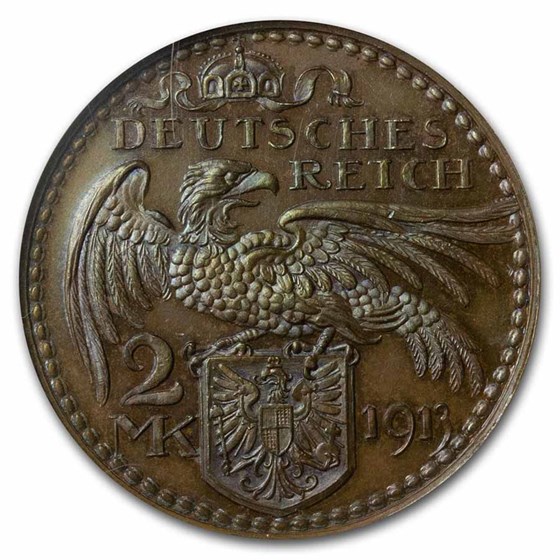 Buy 1913 German States Bavaria Copper Pattern 2 Mark PF-65 NGC | APMEX