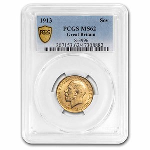 1913 Great Britain Gold Sovereign George V MS-62 PCGS