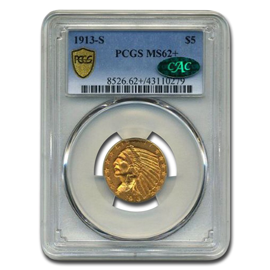 Buy 1913-S $5 Indian Gold Half Eagle MS-62+ PCGS CAC | APMEX