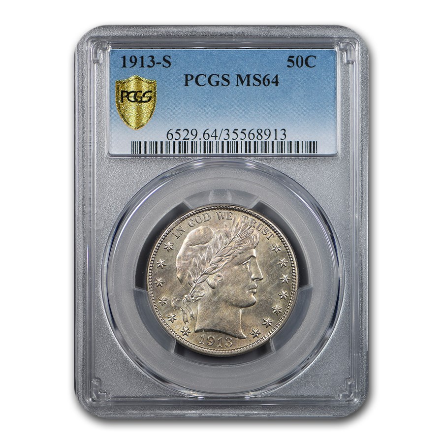 Buy 1913-S Barber Half Dollar MS-64 PCGS | APMEX