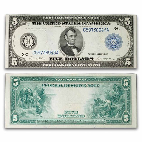 1914 (C -Philadelphia) $5.00 FRN AU (Fr#855A)