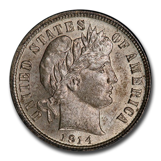 Buy 1914-D Barber Dime MS-65 PCGS CAC | APMEX