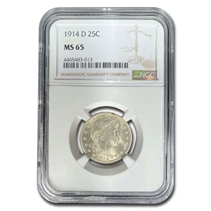 1914-D Barber Quarter MS-65 NGC