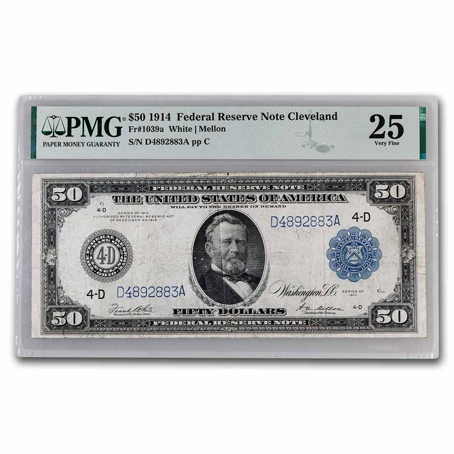 Buy 1914 (D-Cleveland) $50 FRN VF-25 PMG (Fr#1039A) | APMEX