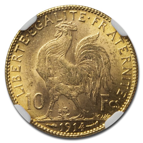 Buy 1914 France Gold 10 Francs Rooster MS-64 NGC | APMEX