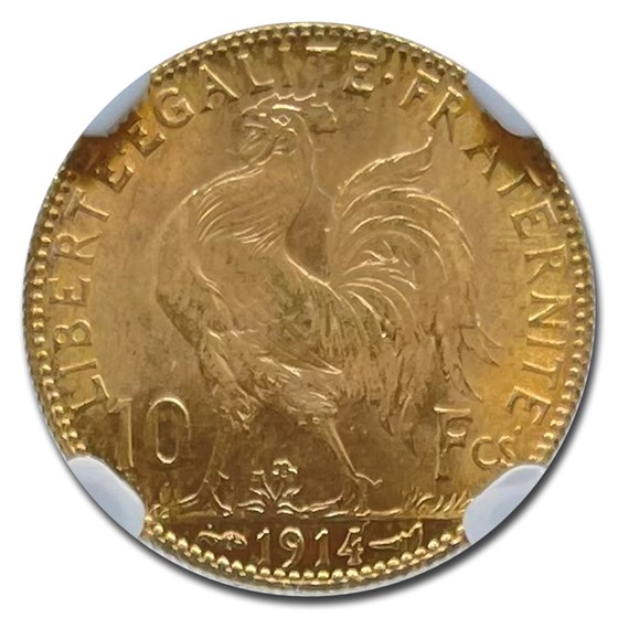 Buy 1914 France Gold 10 Francs Rooster MS-65 NGC | APMEX