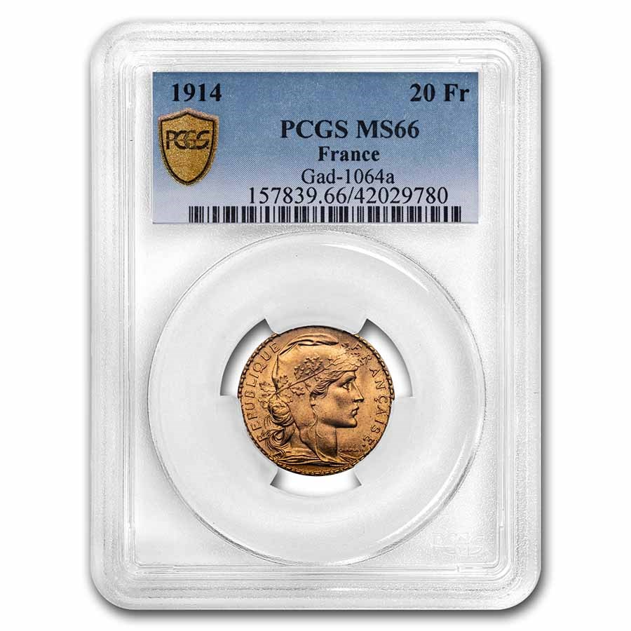 Buy 1914 France Gold 20 Francs Rooster MS-66 PCGS | APMEX