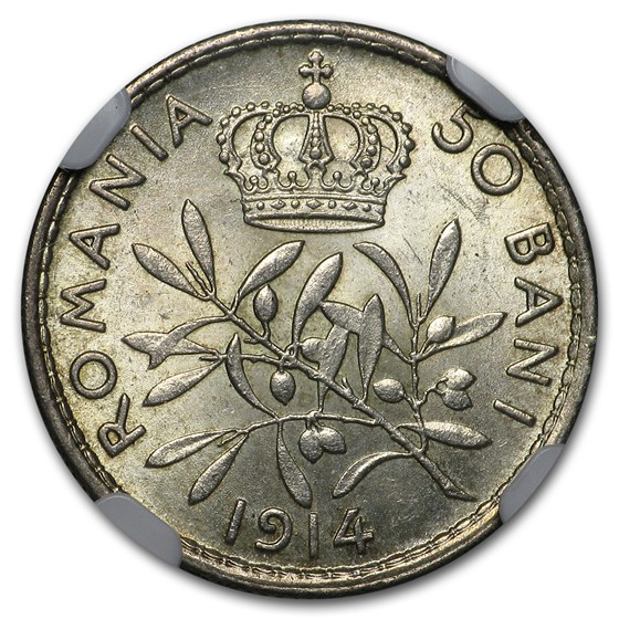 Buy 1914 Romania Silver 50 Bani Carol I MS-64 NGC | APMEX
