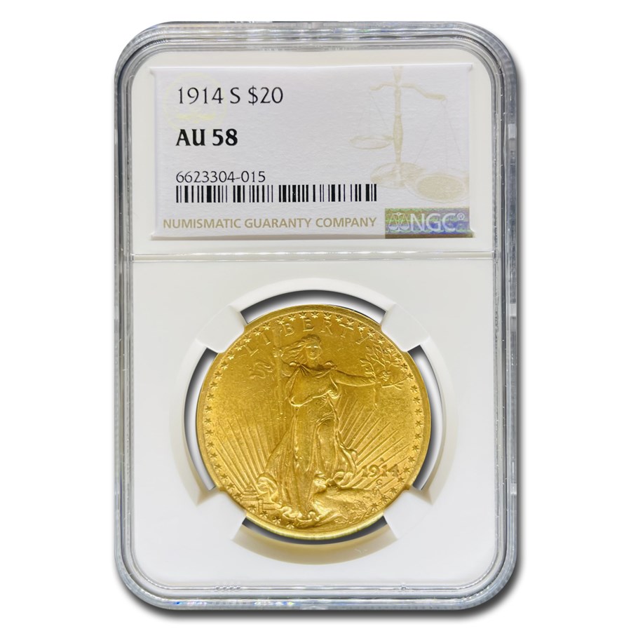 Buy 1914-S $20 St Gaudens Gold Double Eagle AU-58 NGC | APMEX