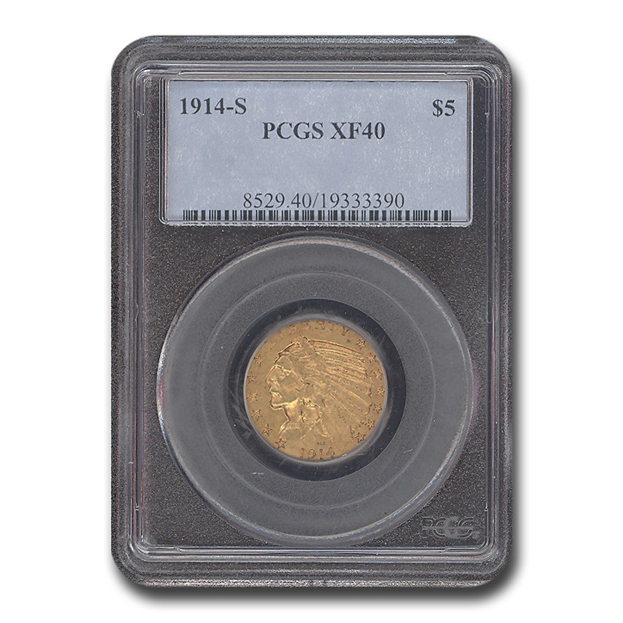 Buy 1914-S $5 Indian Gold Half Eagle XF-40 PCGS | APMEX