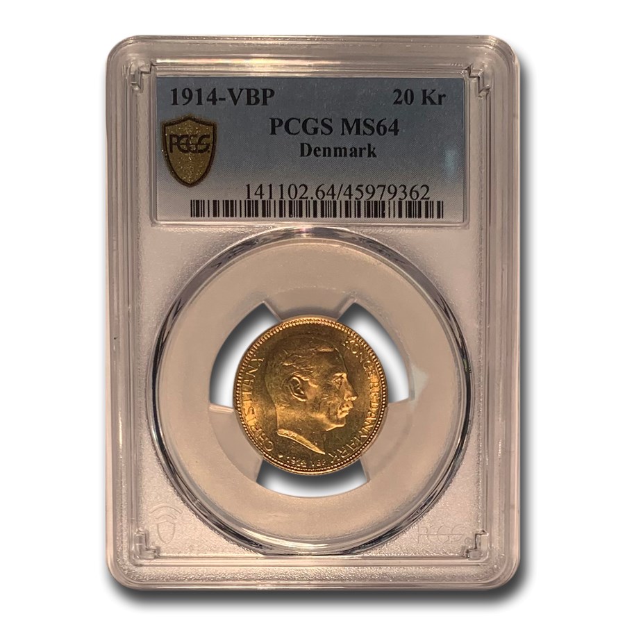 Buy 1914-VBP Denmark Gold 20 Kroner Christian X MS-64 PCGS | APMEX