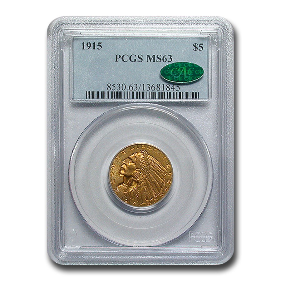 Buy 1915 $5 Indian Gold Half Eagle MS-63 PCGS CAC | APMEX