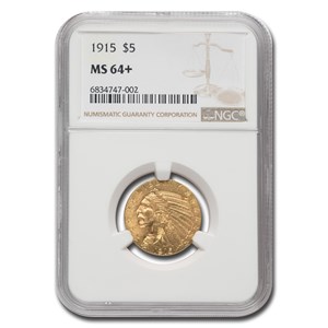 1915 $5 Indian Gold Half Eagle MS-64+ NGC