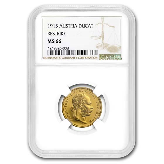 Buy 1915 Austria Gold Restrike 1 Ducat MS-66 NGC | APMEX