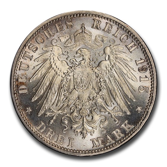 Buy 1915 Germany Silver 3 Mark Bernhard III MS-66 PCGS | APMEX