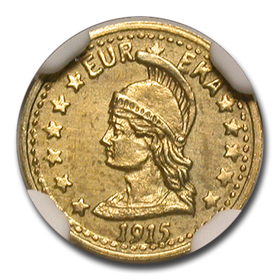 Buy 1915 Minerva Round 1/4 Dollar Gold MS-62 NGC | APMEX