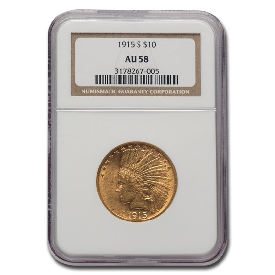Buy 1915-S $10 Indian Gold Eagle AU-58 NGC | APMEX