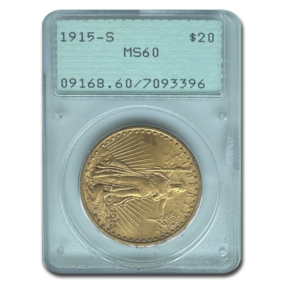 Buy 1915-S $20 St Gaudens Gold Double Eagle MS-60 PCGS (Rattler) | APMEX