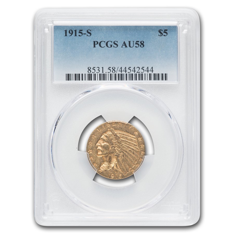 Buy 1915-S $5 Indian Gold Half Eagle AU-58 PCGS | APMEX