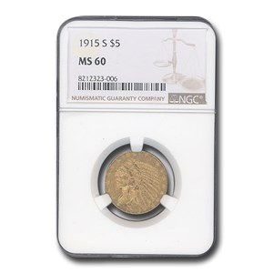 1915-S $5 Indian Gold Half Eagle MS-60 NGC