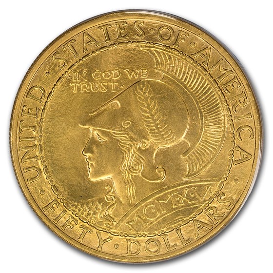 Buy 1915-S Gold $50 Panama Pacific Round MS-64 PCGS | APMEX