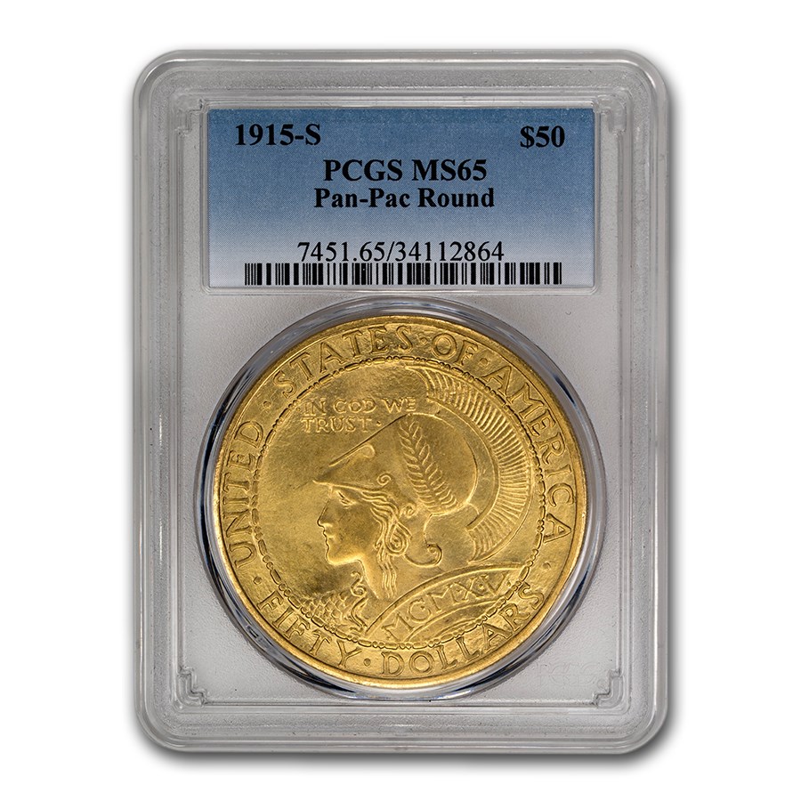 Buy 1915-S Gold $50 Panama Pacific Round MS-65 PCGS | APMEX