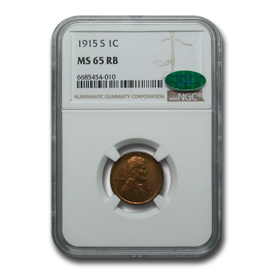 1915-S Lincoln Cent MS-65 NGC CAC (Red/Brown)