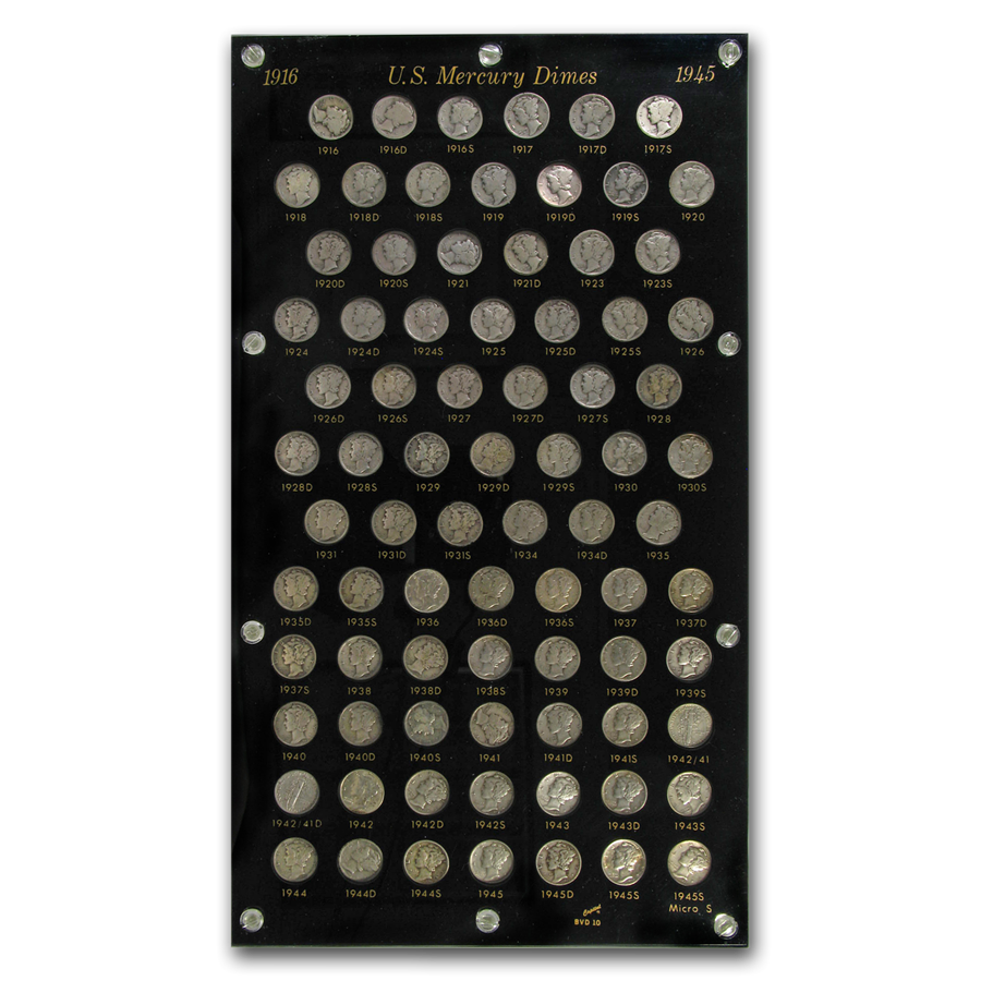 Buy 1916-1945 Complete Mercury Dime Set (Capital Plastic Holder) Coin ...