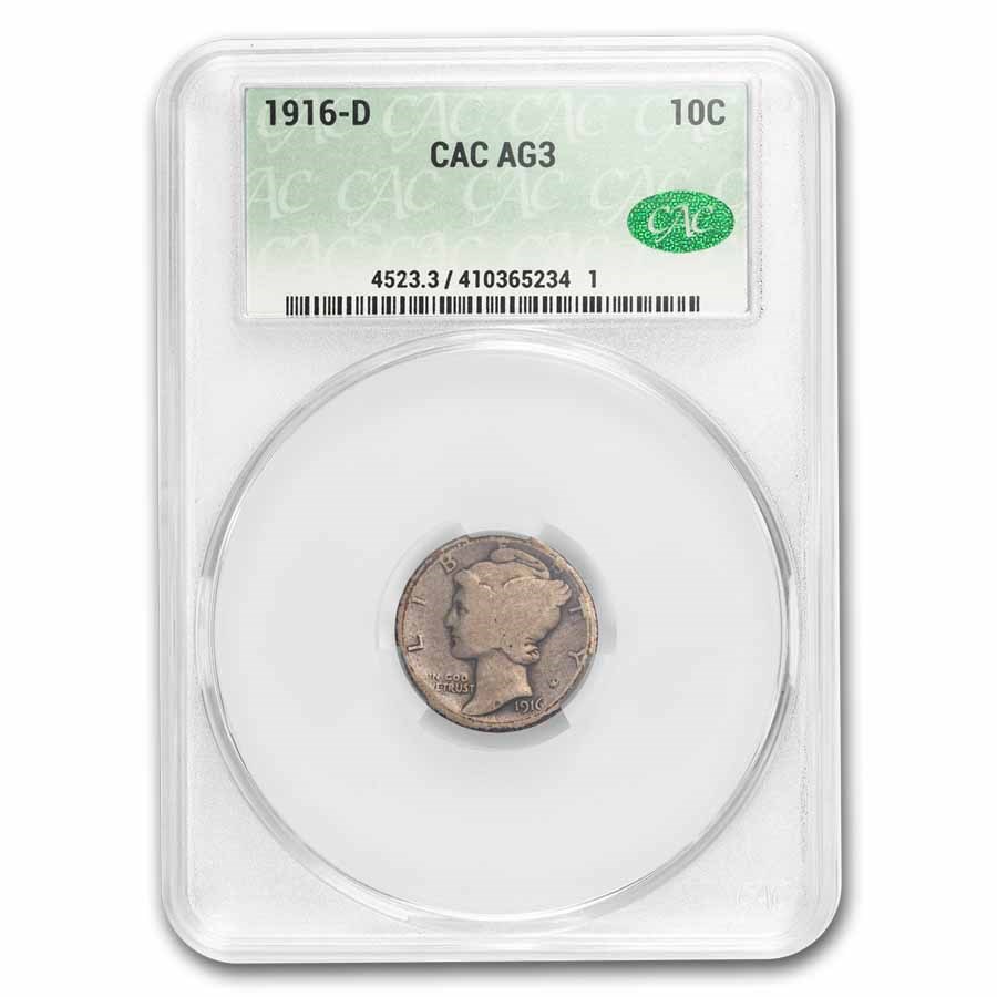 Buy 1916-D Mercury Dime AG-3 CACG | APMEX