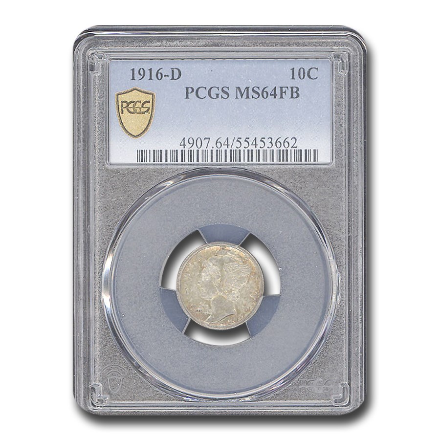 1916-D Mercury Dime MS-64 PCGS (FB)
