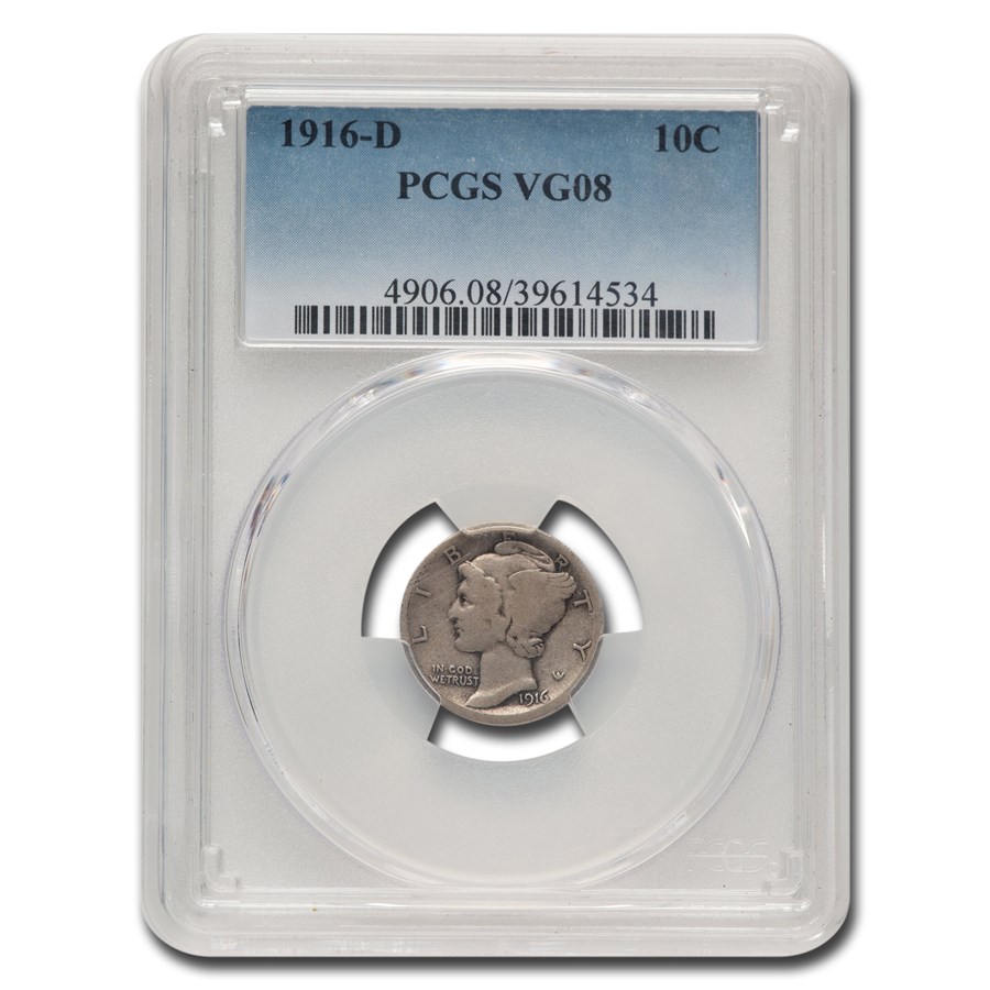 Buy 1916-D Mercury Dime VG-08 PCGS | APMEX