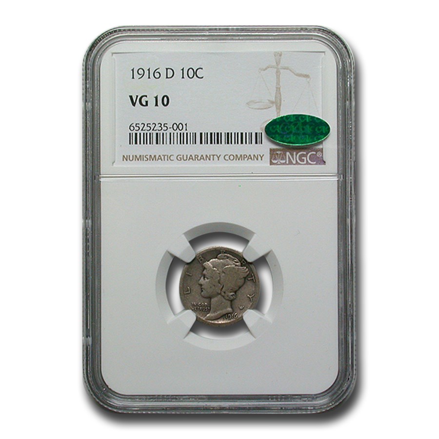 Buy 1916-D Mercury Dime VG-10 NGC CAC | APMEX