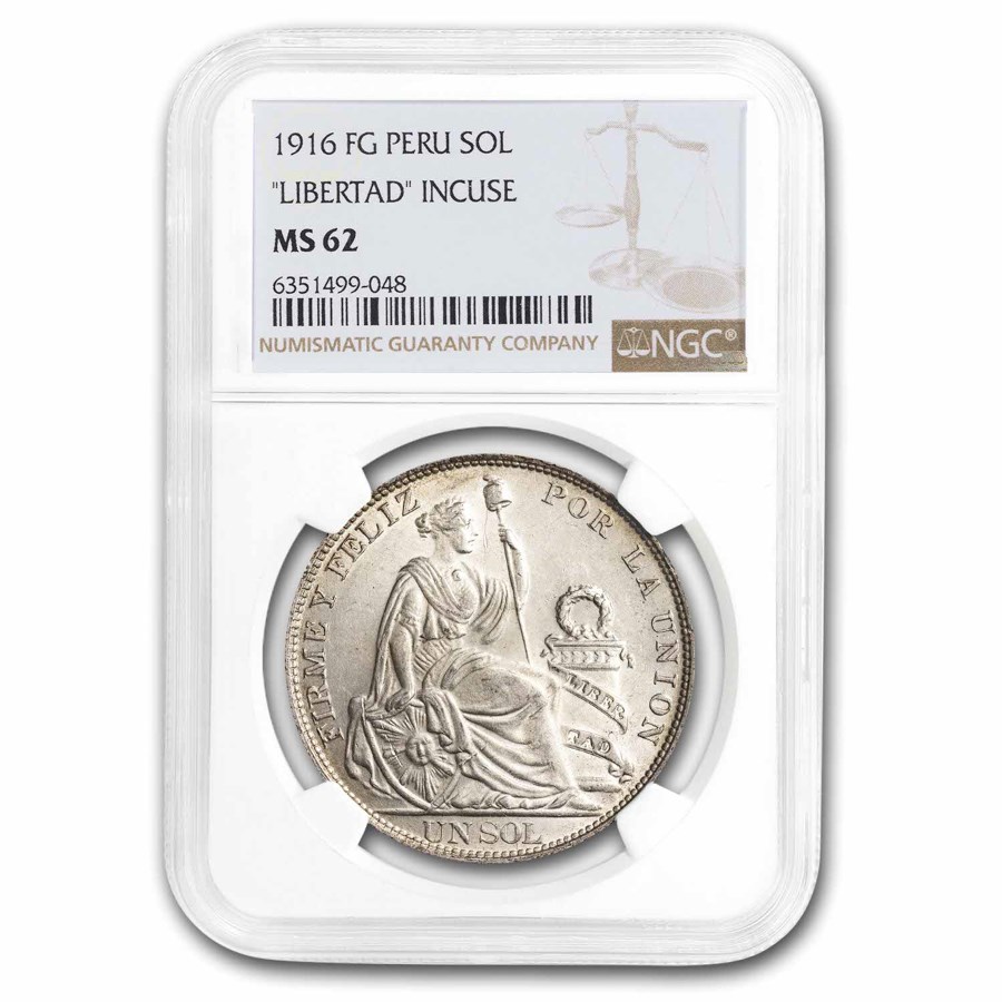 Buy 1916 Peru Silver 1 Sol MS-62 NGC (LIBERTAD Incuse) | APMEX