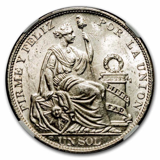 1916 Peru Silver 1 Sol MS-63 NGC (LIBERTAD Incuse)