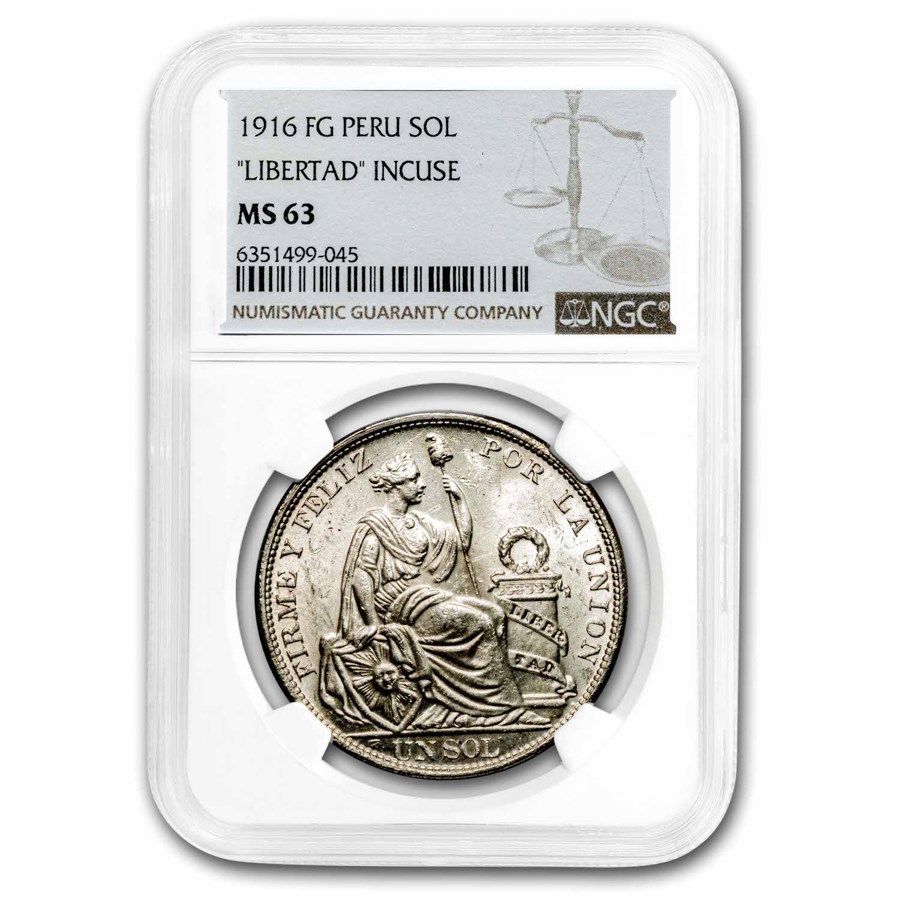 1916 Peru Silver 1 Sol MS-63 NGC (LIBERTAD Incuse)